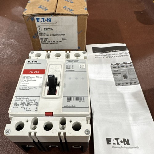 New Circuit Breakers EATON FD3150L CIRCUIT BREAKER 3P 150A 600V FD 35K ...