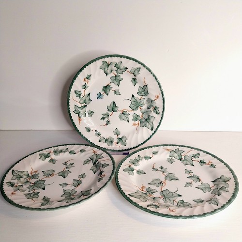 BHS Country Vine 8" Salad/Dessert SidePlates set of 3 Ivy Leaf Pattern ...