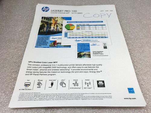 HP LaserJet 100 color MFP M175nw All-In-One Laser Printer with 10k pg ...