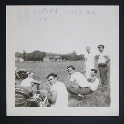 Vintage Snapshot Photo 1950 Road Barons Motorcycle Club Gang Meeting | eBay
