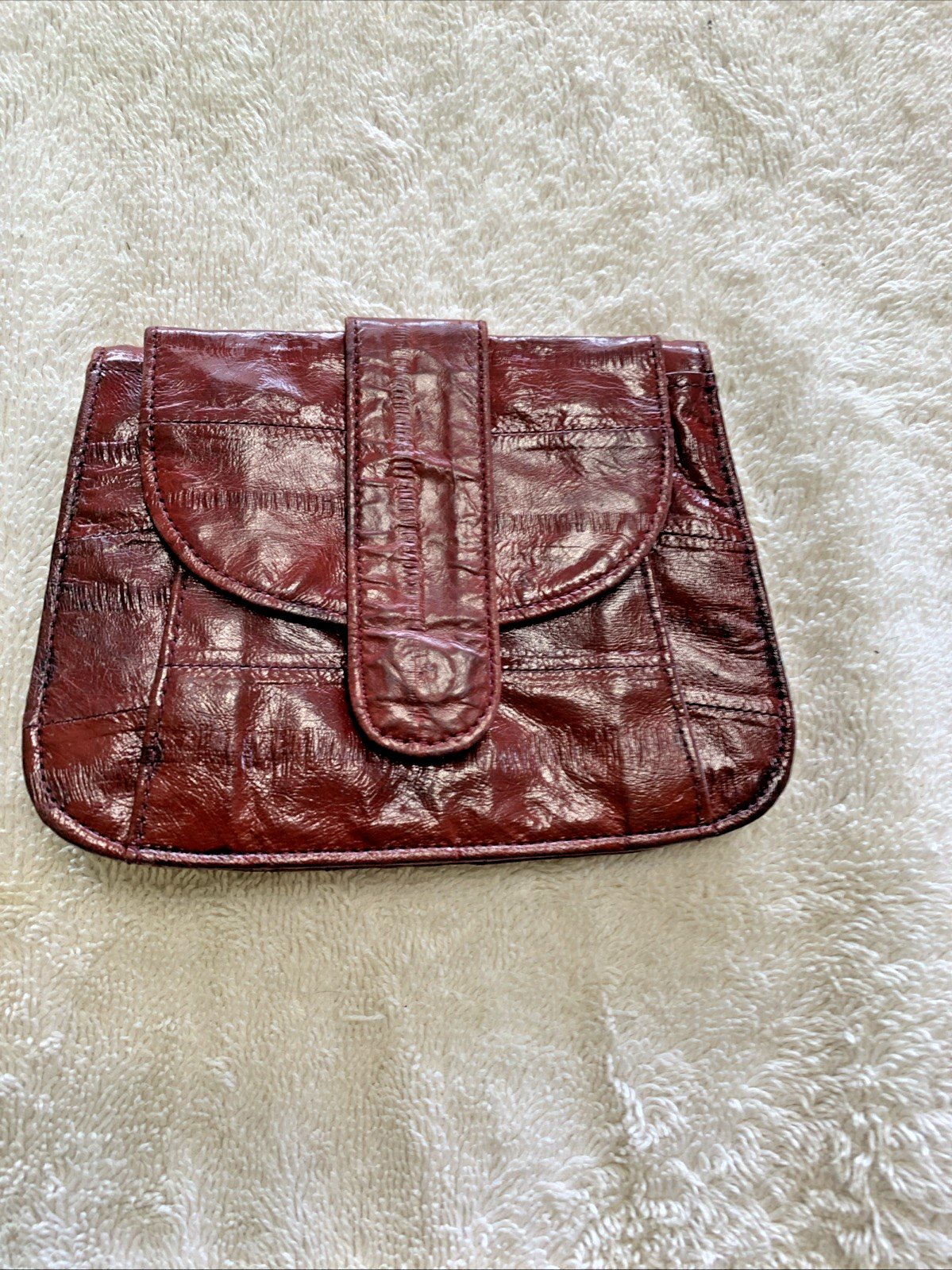 Rare Vintage compact slim Eel Skin Leather Wallet BiF… - Gem