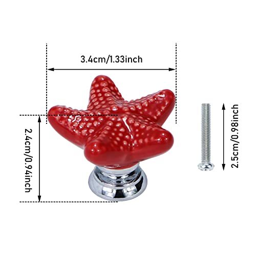 Starfish Drawer Knobs Coastal Kitchen Cabinet Knos Beach Themeb Knob Ceramic ... | eBay