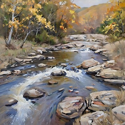 Texas Hill Country Stream Rushing over Rocks With White Foam 8x10 mixed ...