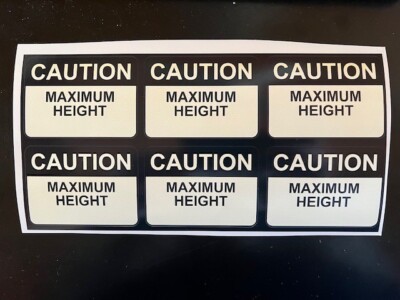 Caution Max Height - x6 Pack 70x50mm | eBay Australia