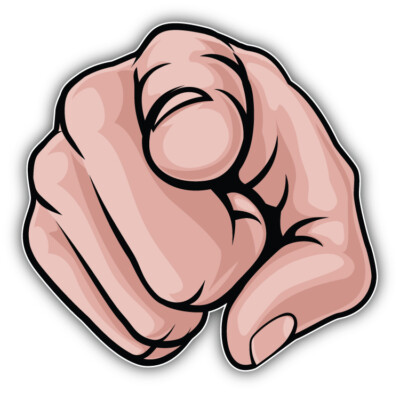 Hand Pointing Finger Car Bumper Sticker Decal - "SIZES" | eBay