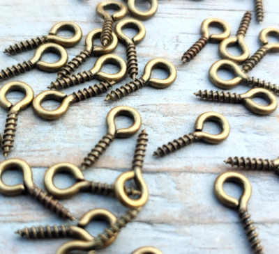10 Eye Pins Screws Loop Hook Hoop Craft Supply Bulk Lot Set Bronze ...