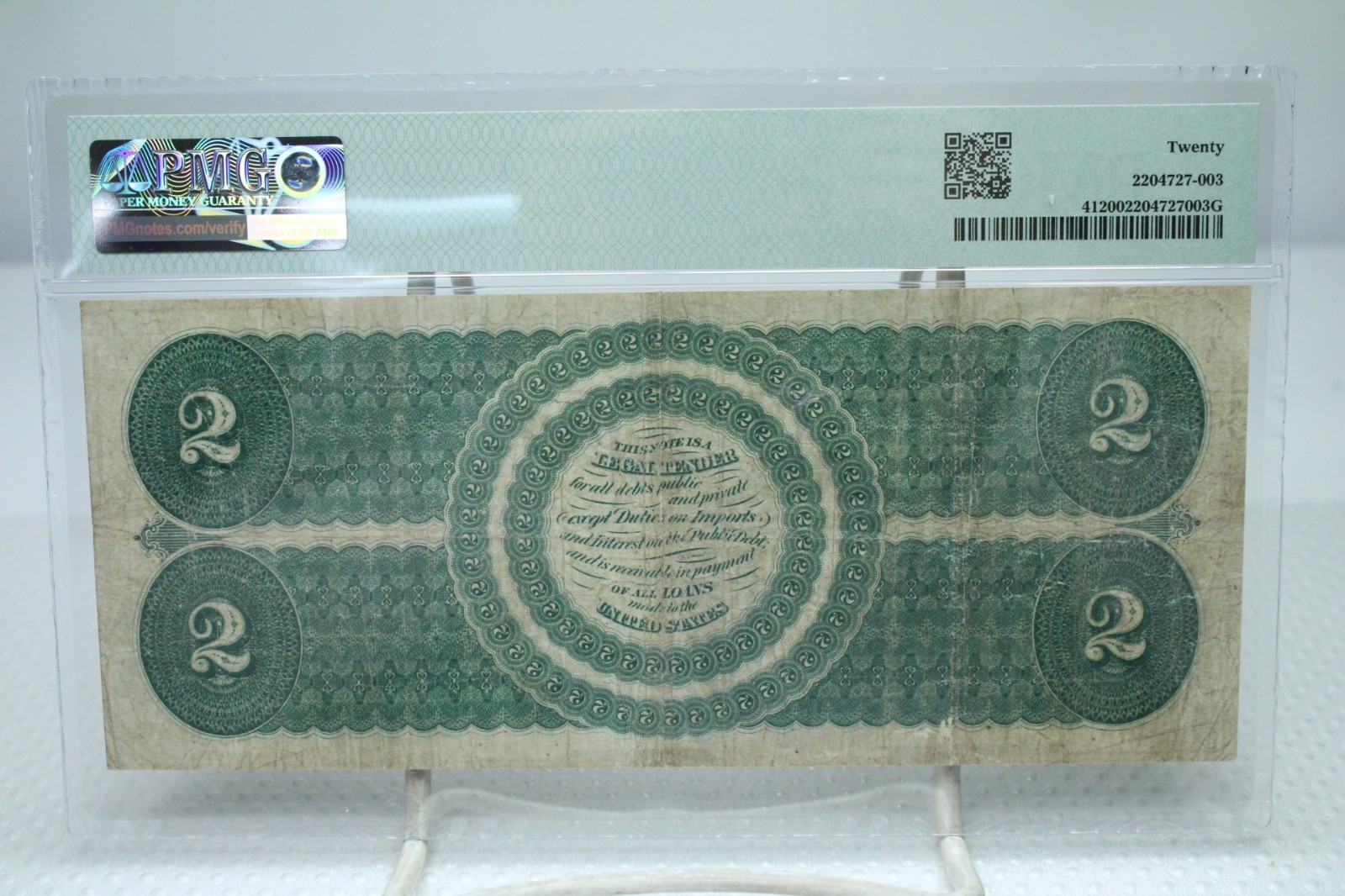 1862 $2 Legal Tender Note Fr#41 PMG 20 #3923 | eBay