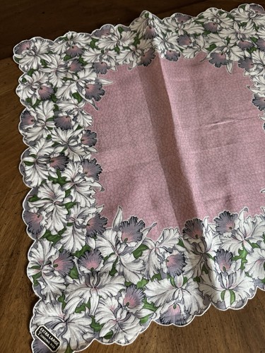 LOVELY VINTAGE EXTRA LARGE PINK FLORAL HANDKERCHIEF Brand New tags ...