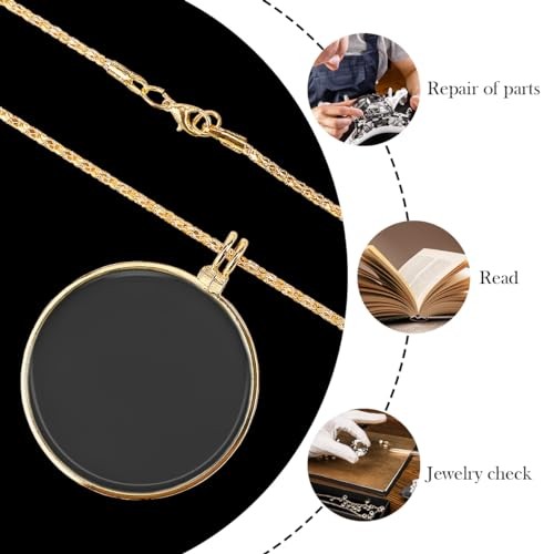 Magnifying Glass Necklace 5X Monocle Lens Hanging Necklace Pocket Reading Gold | eBay