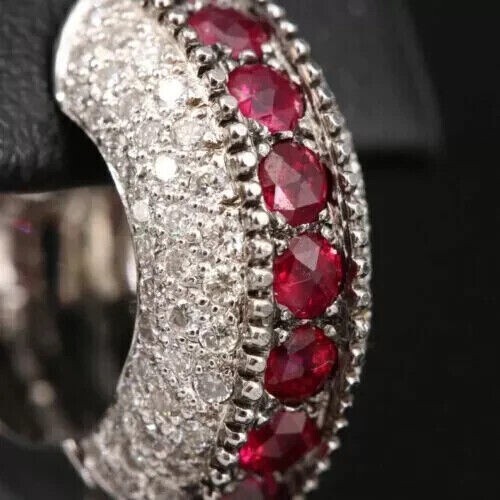 Round Cut Simulated Red Ruby Gorgeous Huggie Hoop Earring 14K White ...