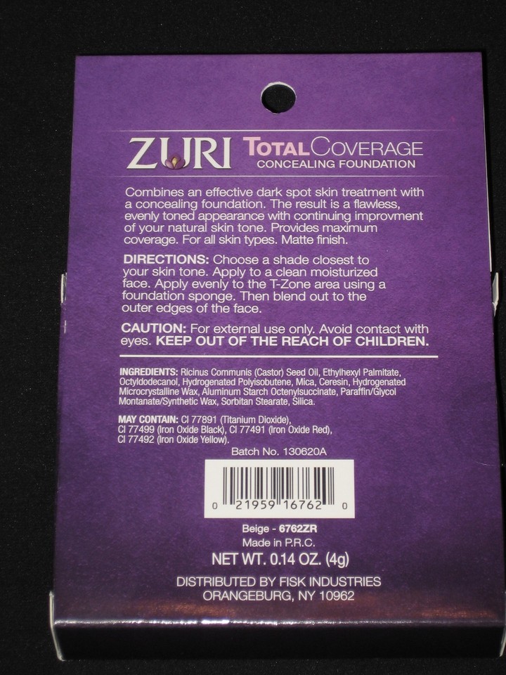 Zuri Total Coverage Concealing Foundation 0.14 oz/4g *Pick Any Shade ...