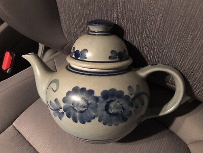 AKSINIA AKSINI POTTERY AKSEL SIGMUND NIELSON DELFT BLUE FLORAL TEAPOT ...