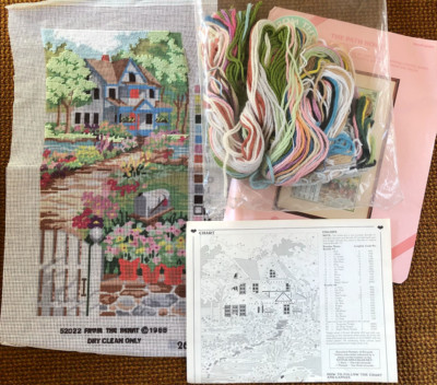 Vintage Needlepoint Kit 80s Cross Stitch Embroidery Crochet Yarn ...