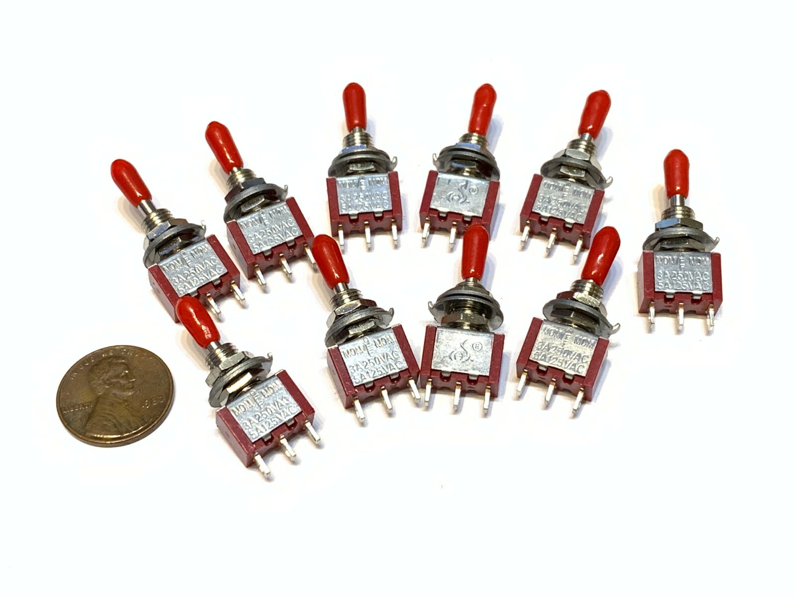 10 RED sleeve CAP SPDT 3 Pins 5v 12v Momentary 6mm Toggle Switch mts1 ...