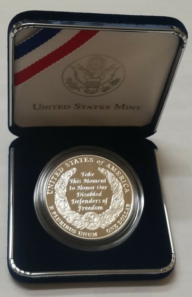 2010 US MINT AMERICAN VETERANS DISABLED FOR LIFE PROOF SILVER DOLLAR ...