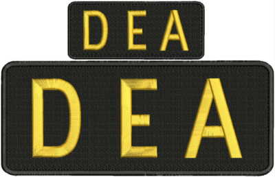 DEA embroidery patches 4X10 and 2x5 hook ON BACK gold | eBay
