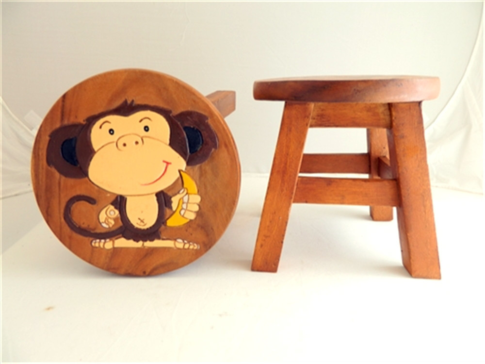 Childs Childrens Wooden Stool - Monkey Step Stool | eBay UK