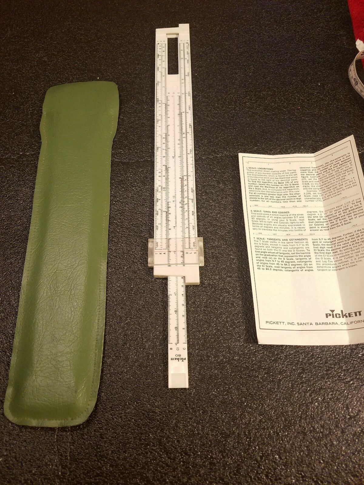 Vintage PICKETT Architecture Drafting Slide Ruler with Case & Slide ...