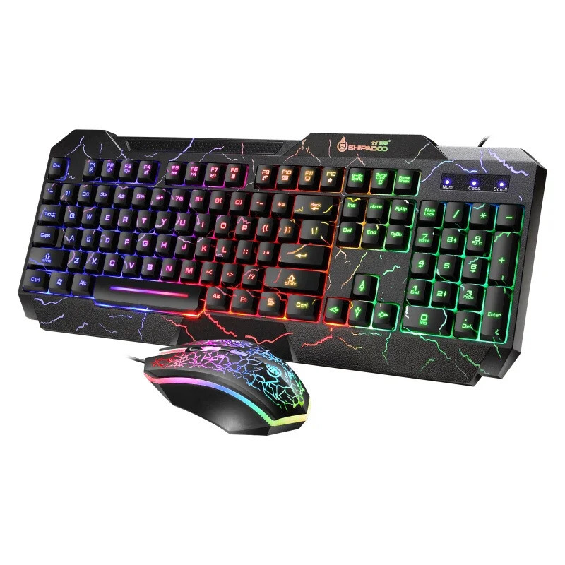 RGB Gaming Keyboard And Mouse Set Waterproof Multicolour Backlit Wired ...