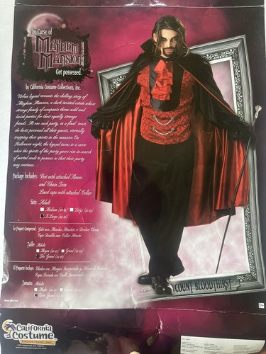 Count Bloodthirst Vampire Dracula California Costume Halloween Men XL ...
