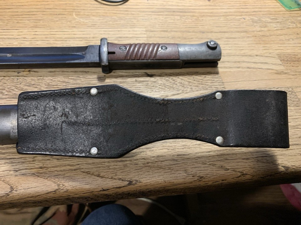 WWII GERMAN BAYONET "asw" MAKER with LEATHER FROG luftwaffe heer navy ...