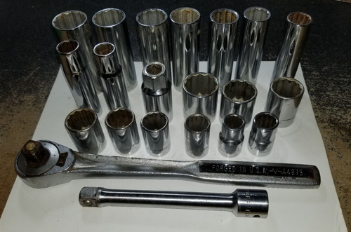 Vintage 20 pc Craftsman V VV & G 1/2 Drive 12 Point Deep Socket Set and ...