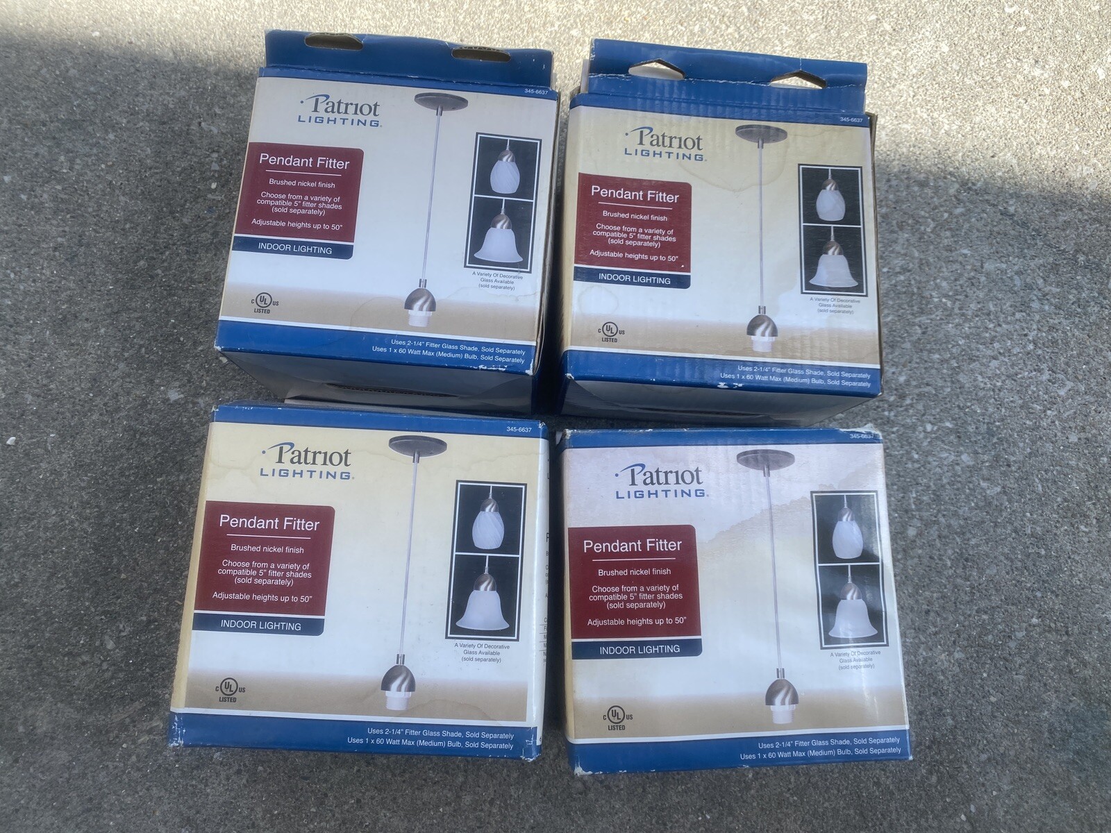 Lot Of 4 Patriot Lighting LED Pendant Light Fitters - Brushed Nickel ...