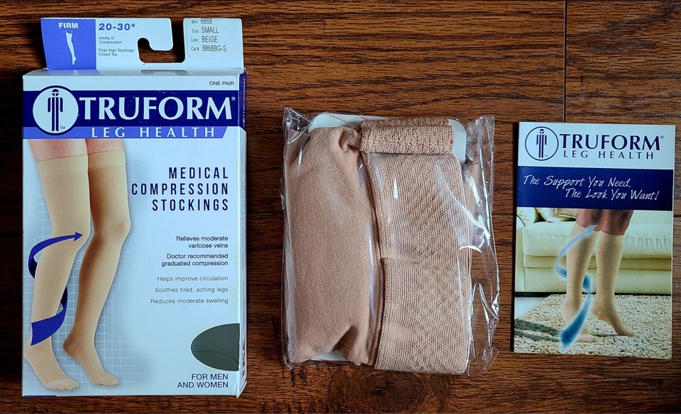 New, TRUFORM Medical Compression Stockings, Unisex Size Small, Thigh ...