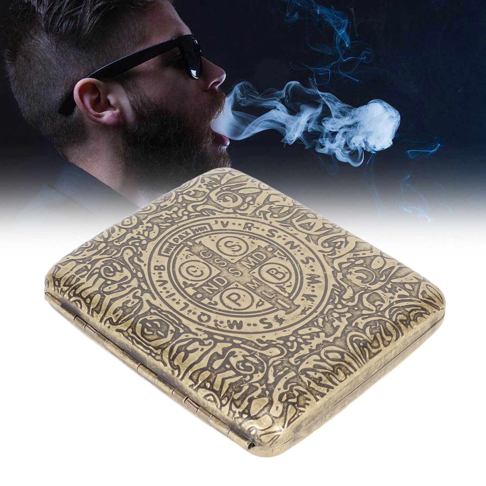 Metal 20pcs Cigarette Case Box Double Sided Spring Clip Open Pocket ...