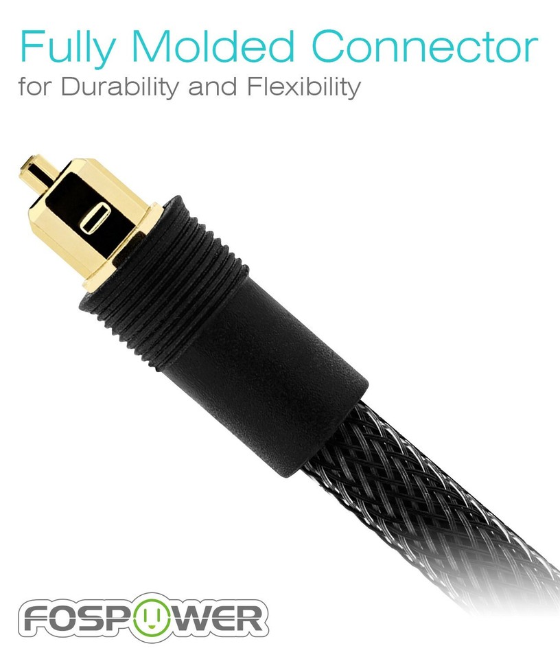 FosPower Braided Toslink Digital Fiber Optic Optical Audio Cable SPDIF ...
