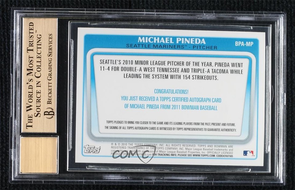 2011 Bowman Prospects Michael Pineda #BPA-MP BGS 9.5 GEM MINT Rookie Auto RC | eBay