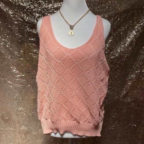 Light Pink Crochet Tank Top Size Large Boho Summer Beach | eBay