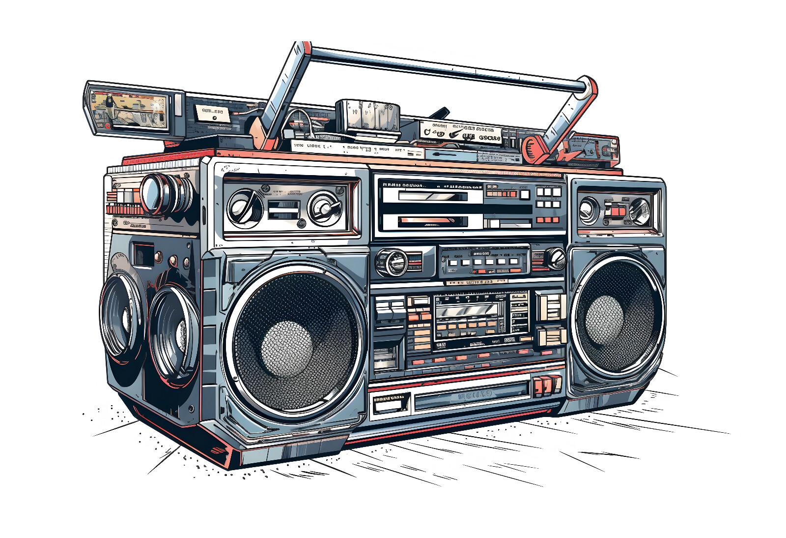 1980s Vintage Stereo Boom Box Art Print bb9 | eBay