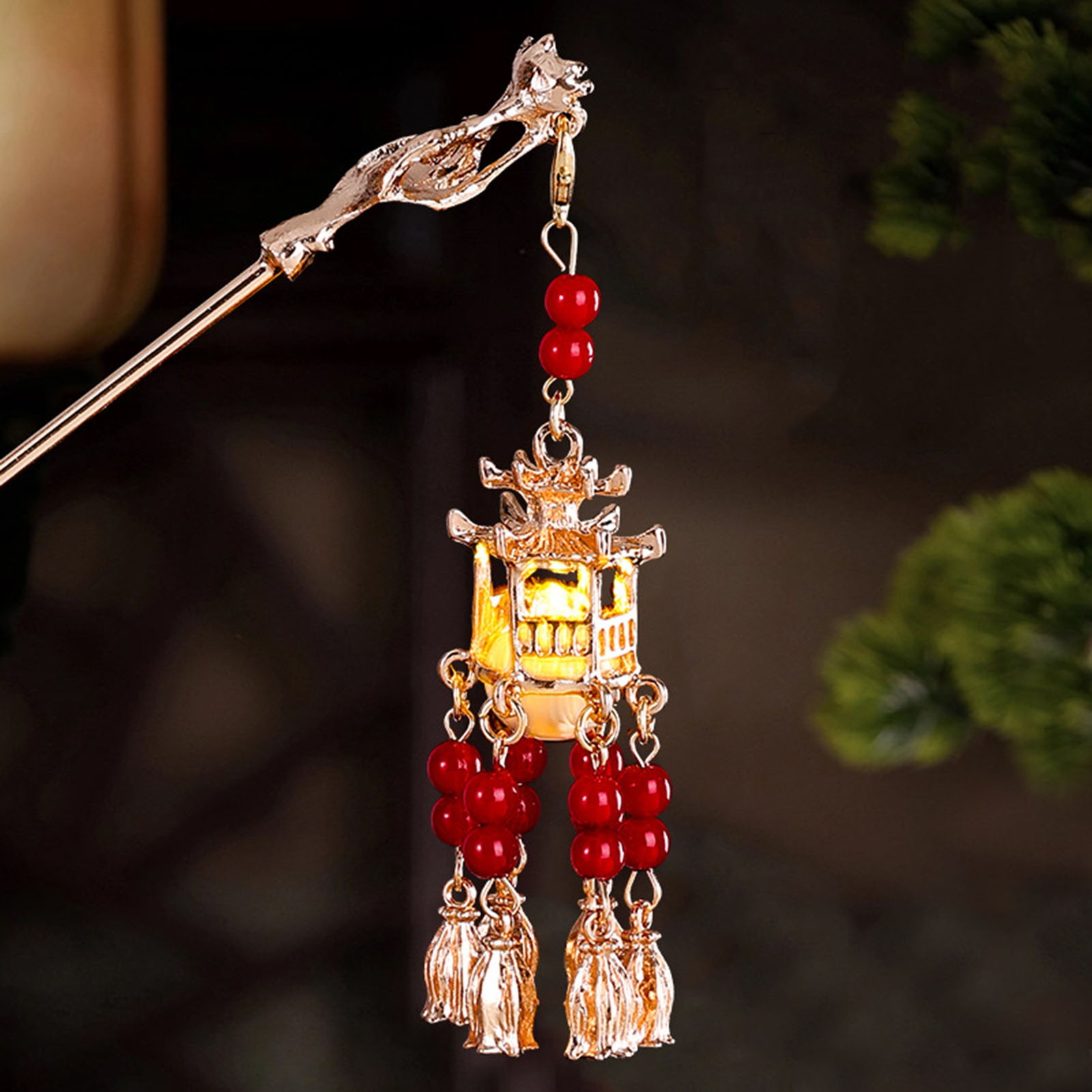 Retro Hair Stick Anti-slip Fork Elegant Vintage Chinese with Lantern ...