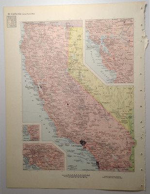 Vintage CALIFORNIA Atlas Map Print 1964 Encyclopedia Britannica World ...