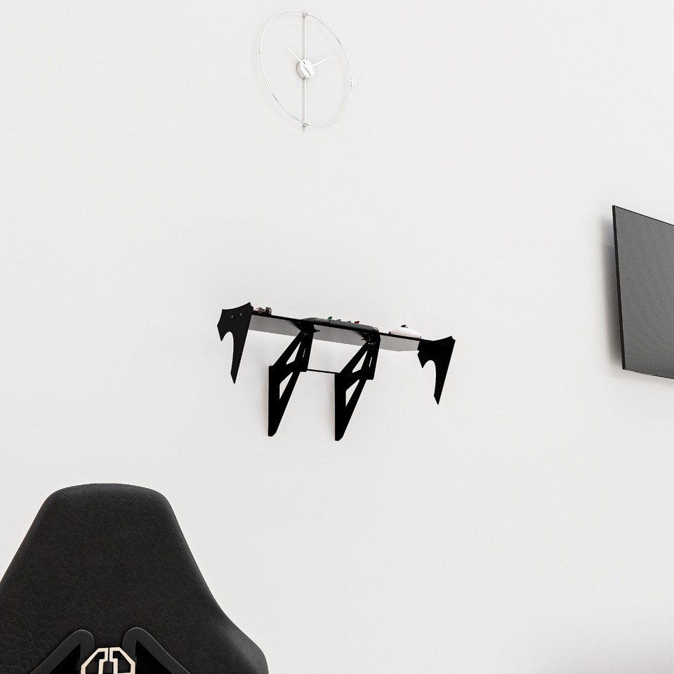 Wing-Shaped Wall Shelf – 24" Aerodynamic Display Shelf with Acrylic End ...