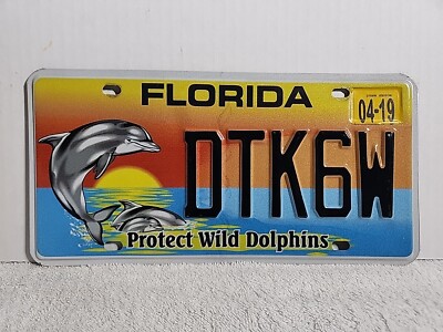 Vintage 2019 Florida License Plate Protect Wild Dolphins | eBay