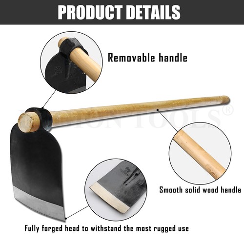 Flat Hoe With 120cm Wooden Handle Flat Mattock Gardening Farming Hand ...