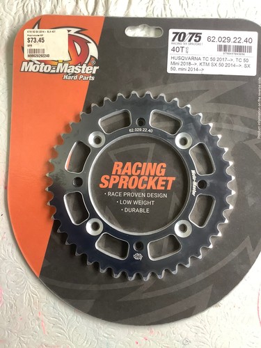 Moto-master KTM Husqvarna TC 50 Rear Sprocket 40 Tooth NOS Part No. 62 ...