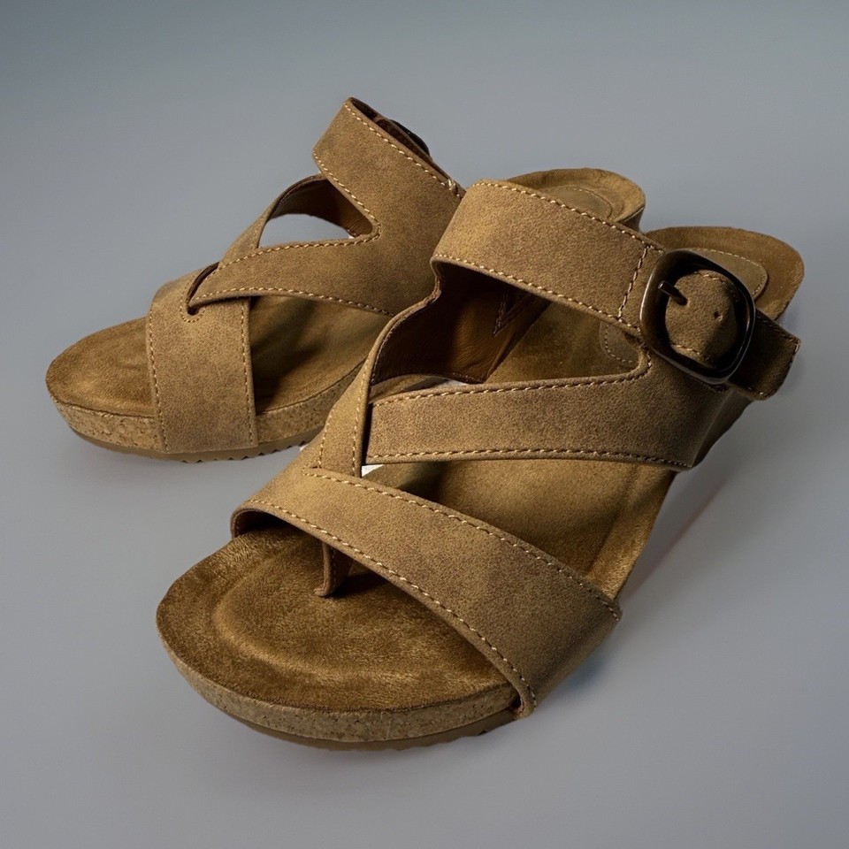 Eurosoft by Sofft Women's Emrie Comfortable Sandals Slides Brown Size 6 ...