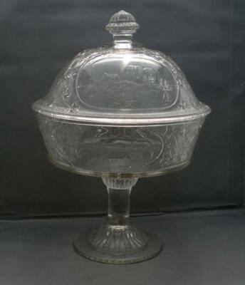 Antique 1870 Large Covered Pressed Glass Compote 'Canadian" Figural ...