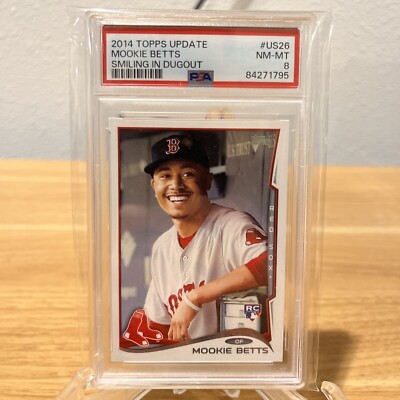 2014 Topps Update #US26 Mookie Betts SP RC Smiling In Dugout PSA 8 ...