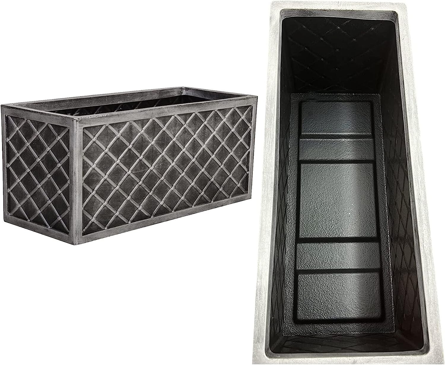 Lazio Trough Planter 70cm Pewter Grey Large Rectangular Flower Plant ...