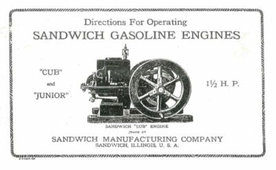 Sandwich Cub & Junior Operating Instructions Book Gas Engine Motor | eBay