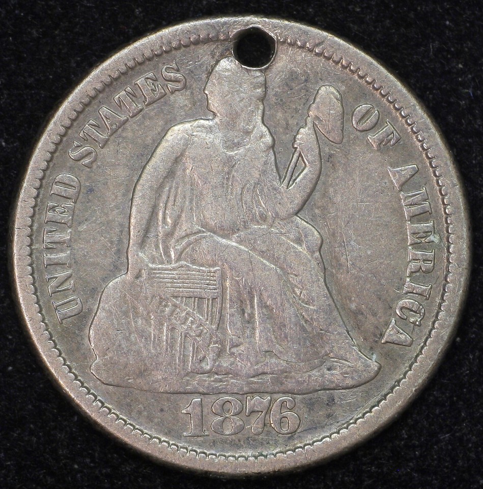 1876 Love Token Fancy Engraved "CLF", "FLC", "LCF" Seated Dime Silver ...