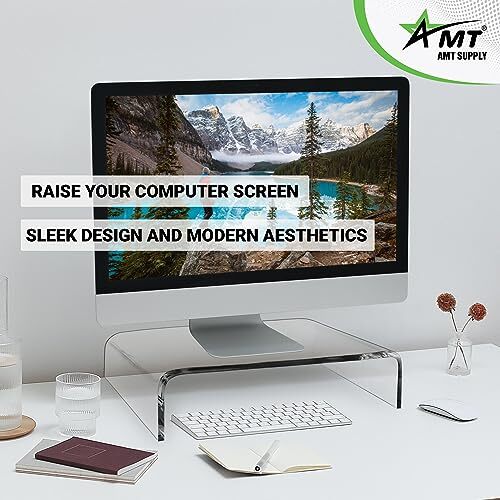 Acrylic Laptop Monitor Stand & Computer Riser with Cat Keyboard Small ...
