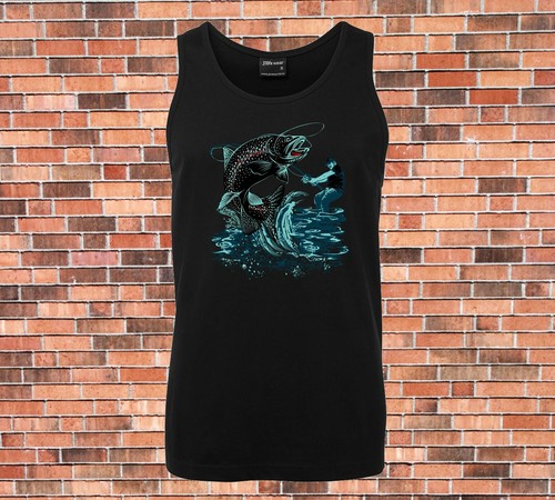 JB's Singlet Fish On Cool New Fishing Design Small to 5XL | eBay Australia