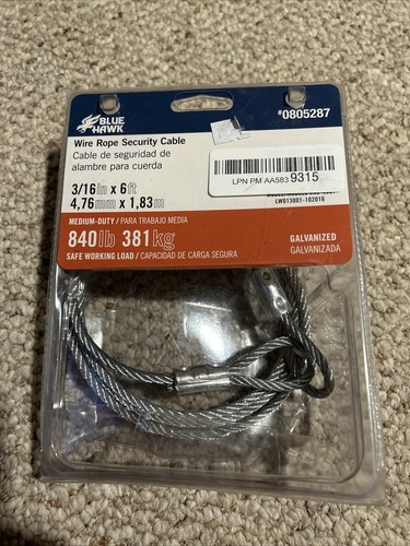 Blue Hawk 6'Wire Rope Security Cable-Bike-Motorcycle Lock Galvanized ...