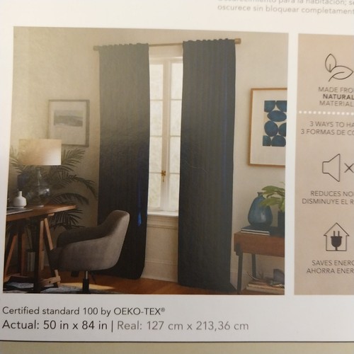 allen + roth - 84-in Navy Room Darkening - Thermal Lined Back Tab ...