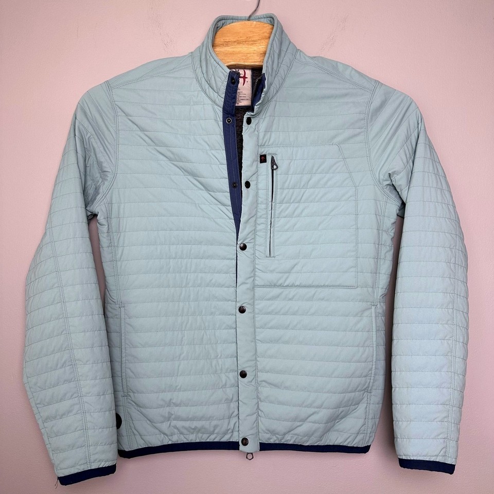 Relwen Windzip Jacket Mens Medium Blue Quilted Insulated Snap Front Zip ...